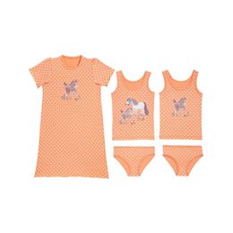 Erwin M&uuml;ller Erwin M&uuml;ller Single-Jersey M&auml;dchen-W&auml;sche-Set 5-teilig in apricot/wei&szlig; | Gr.: 122/128