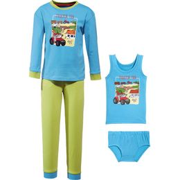 Erwin M&uuml;ller Erwin M&uuml;ller Single-Jersey Jungen-W&auml;sche-Set 4-teilig in t&uuml;rkis/gr&uuml;n | Gr.: 122/128