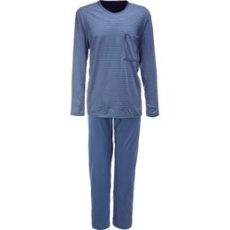 Ammann Single-Jersey Bio Schlafanzug in blau | Gr.: 58