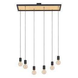 Eglo H&auml;ngeleuchte "CONSETT", braun (schwarz, braun), 6, H: 110cm, 1 Stk., Leuchten, H&auml;ngelampe, FSCM70HB, Pendellampe aus Holz und Metall in schwarz, E27, H&auml;ngeleuchte