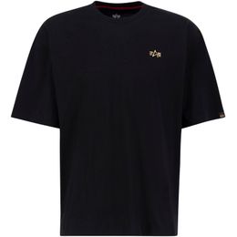 Rundhalsshirt Alpha Industries "3D Small Logo T", Herren, Gr. M, schwarz, Single Jersey, Obermaterial: 100% Baumwolle, bedruckt, regular fit normal, Rundhals, Shirts