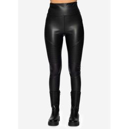SASSYCLASSY Thermo High-Rise Biker-Leggings in Lederoptik in Schwarz | Gr.: XS