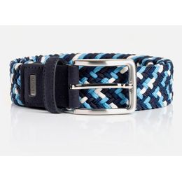 Flechtg&uuml;rtel MONTI, Herren, Gr. 85, blau (marineblau m), Obermaterial: 70% Polyester, 20% Elasthan, 10% Rindveloursleder, G&uuml;rtel, 3,5 cm breit, Elastischer Flechtg&uuml;rtel, mit Velourleder