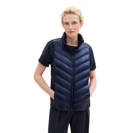 Steppweste Tom Tailor, Damen, Gr. M (38), blau (sky captain blau), Steppware, Obermaterial: 100% Polyamid. Futter: 100% Polyester, unifarben, regular fit taillenbedeckt, ohne Ausschnitt, Westen, mit Reißverschlusstaschen