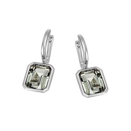 Paar Creolen Firetti "Schmuck Geschenk Silber 925 Quadrat", bunt (silberfarben, grün, grün), Ohrringe, Damen, 12,8mm, Silber 925 (Sterlingsilber), mit Amethyst