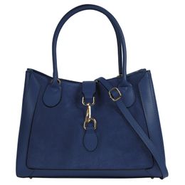 Shopper Samantha Look, Damen, Gr. B/H/T: 34cm x 27cm x 15cm onesize, blau, Leder, clean, Taschen, echt Leder, Made in Italy