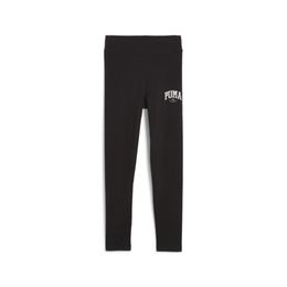 Leggings Puma "SQUAD HIGH-WAIST LEGGINGS G", Mädchen, Gr. 152, N-Gr, schwarz (Puma schwarz), Jersey, Obermaterial: 95% Baumwolle, 5% Elasthan, bedruckt, schmal normal, Hosen