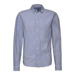 Langarmhemd Street One MEN, Herren, Gr. XL44, US-Größen, weiß, Web, 100% Baumwolle, gestreift, gerade hüftlang, V-Ausschnitt, Bündchen, Hemden, aus reiner Baumwolle
