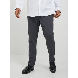 Jack & Jones PlusSize Chinohose "JPSTMARCO JJCOOPER CHINO NOOS PLS", Herren, Gr. 44 (5XL), Länge 36, grau (dunkelgrau melange), Web, Obermaterial: 52% Polyester, 21% Nylon, 17% Viskose, 10% Elasthan, JACK & JONES PLUSSIZE, unifarben, slim fit knöchellang, Hosen