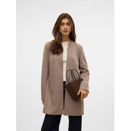Véro Moda Langjacke VERO MODA "VMJOSEFREJA FAUXSUEDE JACKET BOO", Damen, Gr. M, grau (moon rock), Web, Obermaterial: 90% Polyester, 10% Elasthan, unifarben, regular fit knielang, tiefer V-Ausschnitt, Jacken