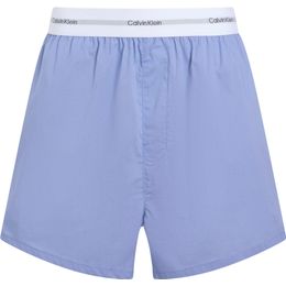 Schlafshorts "LOGO WB POPLIN SHORT", Damen, Gr. S (36), N-Gr, blau (glacier), Popeline, Obermaterial: 100% Baumwolle, Calvin Klein Underwear, unifarben, Basic, bequem kurz, Hosen, mit Logo