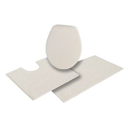 Badematte my home "Lovro, Badvorleger, Badezimmer Teppich" Gr. 11, beige (natur), H:10mm, Baumwolle, Badematten, Badteppich, beidseitig verwendbar, auch als 3-teiliges Set