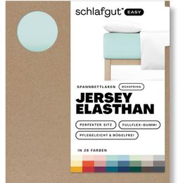 Spannbettlaken Schlafgut "EASY Jersey Elasthan Boxspring", blau (petrol light), 1 Stk., Jersey, 140-160x200-220 40, Jersey, Obermaterial: 95% Baumwolle, 5% Elasthan, Bettlaken, MADE IN GREEN by OEKO-TEX