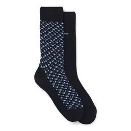Socken BOSS "2P RS Monogram CC", Herren, Gr. 39-42, medium blau 425, Baumwollmischung, elastisch, Socken, mit Logo