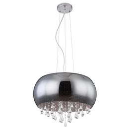 Globo LIGHTING Pendelleuchte "KALLA", silber (verchromt), Ø 44cm, 1 Stk., Leuchten, Kristalle, Hängeleuchte, Hängeleuchte, Wohnzimmer, Esstisch