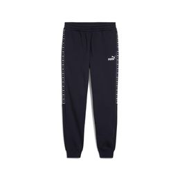 Trainingshose Puma "ESS TAPE SWEATPANTS FL CL", Herren, Gr. M, N-Gr, blau (new navy), Fleece, Obermaterial: 66% Baumwolle, 34% Polyester, bedruckt, regular fit normal, Hosen
