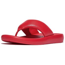 Zehentrenner fitflop "iQUSHION D-LUXE", Damen, Gr. 40, rot, Schafsleder, Schuhe, Flats, Slides, Sandale mit weichem Zehensteg
