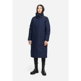 Wintermantel Navahoo "Traumblüte 14", Damen, Gr. XL (42), navy, Obermaterial: 100% Polyester, Innenfutter: 100% Polyester, Wattierung: 100% Polyester, Ärmelfutter: 100% Polyester, gerade ca. Mitte Wade, Ärmel ohne Ärmelschlitz Rippstrickbündchen, Mäntel, Warmer Parka mit Stehkragen