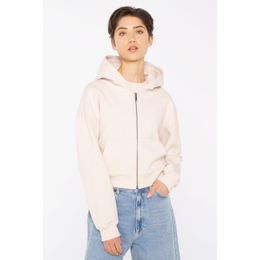 Kapuzensweatjacke Harlem Soul, Damen, Gr. XL, ecru, Material: 65% Baumwolle, 35% Polyester, bedruckt, regular fit kurz, hoch geschlossener Ausschnitt, eingesetzt Rippb&uuml;ndchen, Sweatjacken