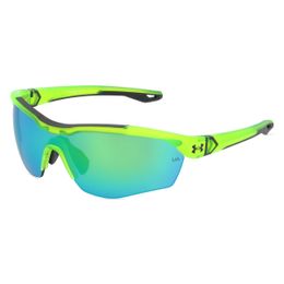 Under Armour UA YARD PRO | Unisex-Sonnenbrille | Fassung: Vollrand, Monoscheibe, Kunststoff, Gr&uuml;n Transparent | Glasfarbe: Gr&uuml;n