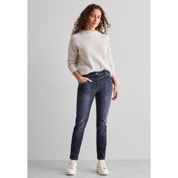 Gerade Jeans Cecil, Damen, Gr. 29, Länge 30, blau (dunkelblau wash), Web, 78% Baumwolle, 20% Polyester, 2% Elasthan, unifarben, lang, Jeans, 4-Pocket Style