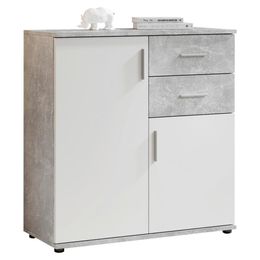 CARRYHOME Kommode Bobby, Grau, Wei&szlig;, Kunststoff, 1 F&auml;cher, 2 Schublade(n) Schubladen, 80x82x35 cm, stehend, Wohnzimmer, Kommoden & Sideboards, Kommoden