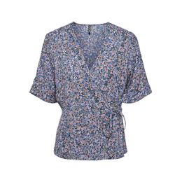 Pieces Petite Bluse 'Nya' Damen Größe XXS rauchblau / dunkelgrün / rosa / weiß