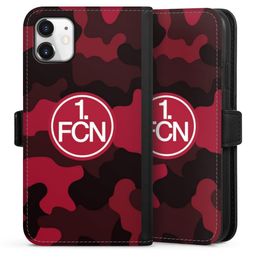DeinDesign iPhone 11 Handy Klapph&uuml;lle Handyh&uuml;lle aus Kunst Leder schwarz Flip Case Logo 1. Fcn 1. Fc N&uuml;rnberg Sideflip mit Lasche