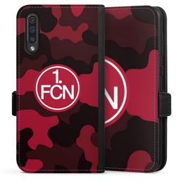 DeinDesign Galaxy A50 Handy Klapph&uuml;lle Handyh&uuml;lle aus Kunst Leder schwarz Flip Case Logo 1. Fcn 1. Fc N&uuml;rnberg Sideflip mit Lasche