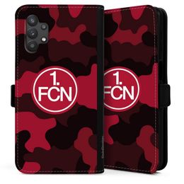 DeinDesign Galaxy A32 5G Handy Klapph&uuml;lle Handyh&uuml;lle aus Kunst Leder schwarz Flip Case Logo 1. Fcn 1. Fc N&uuml;rnberg Sideflip mit langer Lasche