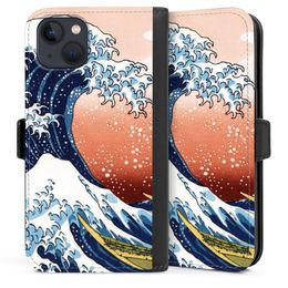 DeinDesign iPhone 13 Handy Klapph&uuml;lle Handyh&uuml;lle aus Kunst Leder schwarz Flip Case Die Gro&szlig;e Welle Vor Kanagawa Japan Art Sideflip mit Lasche