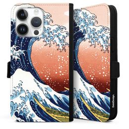 DeinDesign iPhone 14 Pro Max Handy Klapph&uuml;lle Handyh&uuml;lle aus Kunst Leder schwarz Flip Case Die Gro&szlig;e Welle Vor Kanagawa Japan Art Sideflip mit Lasche