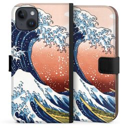 DeinDesign iPhone 14 Plus Handy Klapph&uuml;lle Handyh&uuml;lle aus Kunst Leder schwarz Flip Case Die Gro&szlig;e Welle Vor Kanagawa Japan Art Sideflip mit langer Lasche