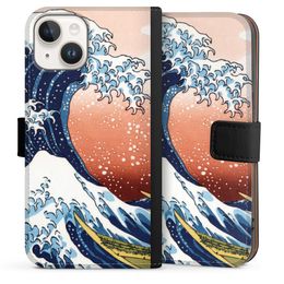 DeinDesign iPhone 14 Handy Klapph&uuml;lle Handyh&uuml;lle aus Kunst Leder schwarz Flip Case Die Gro&szlig;e Welle Vor Kanagawa Japan Art Sideflip mit Lasche