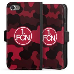 DeinDesign iPhone 8 Handy Klapph&uuml;lle Handyh&uuml;lle aus Kunst Leder schwarz Flip Case Logo 1. Fc N&uuml;rnberg 1. Fcn Sideflip mit Lasche
