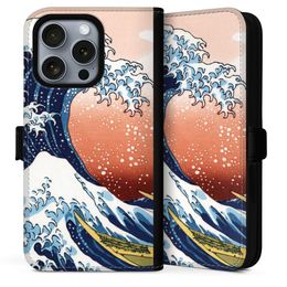 DeinDesign iPhone 16 Pro Max Handy Klapph&uuml;lle Handyh&uuml;lle aus Kunst Leder schwarz Flip Case Die Gro&szlig;e Welle Vor Kanagawa Japan Art Sideflip mit Lasche
