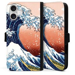 DeinDesign iPhone 16 Plus Handy Klapph&uuml;lle Handyh&uuml;lle aus Kunst Leder schwarz Flip Case Die Gro&szlig;e Welle Vor Kanagawa Japan Art Sideflip mit Lasche