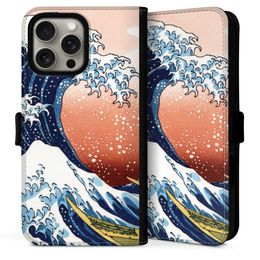DeinDesign iPhone 16 Pro Handy Klapph&uuml;lle Handyh&uuml;lle aus Kunst Leder schwarz Flip Case Die Gro&szlig;e Welle Vor Kanagawa Japan Art Sideflip mit Lasche