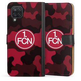 DeinDesign Galaxy A12 Handy Klapph&uuml;lle Handyh&uuml;lle aus Kunst Leder schwarz Flip Case Logo 1. Fc N&uuml;rnberg 1. Fcn Sideflip mit langer Lasche