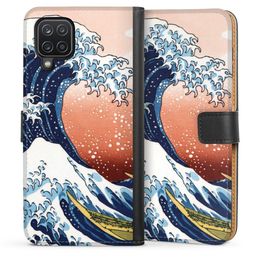 DeinDesign Galaxy A12 Handy Klapph&uuml;lle Handyh&uuml;lle aus Kunst Leder schwarz Flip Case Die Gro&szlig;e Welle Vor Kanagawa Japan Art Sideflip mit langer Lasche