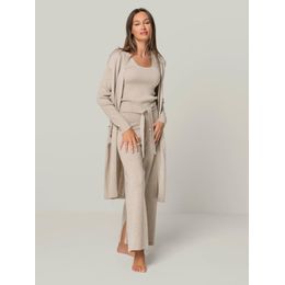 YOU LOOK PERFECT Hausanzug 'LOUNGEWEAR SET - Cardigan Blossom & Top Blossom & Pants Bailey' Damen Gr&ouml;&szlig;e L beige