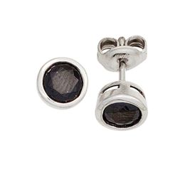 Paar Ohrstecker Jobo "Ohrringe mit schwarzen Zirkonia", silber (silber 925), Ohrringe, Damen, 6,6mm, Silber 925 (Sterlingsilber), 925 Silber mit Zirkonia