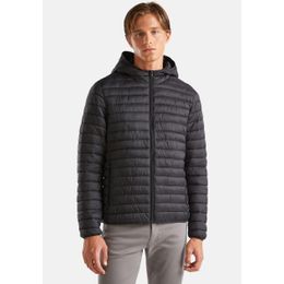 Steppjacke, Herren, Gr. M, schwarz (schwarz 100), Web, Obermaterial: 100% Nylon, United Colors Of Benetton, Basic, Jacken, mit seitlichen Zipper-Taschen