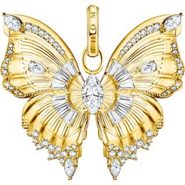 Schmetterlingsanhänger Thomas Sabo "Butterfly Paradise Anhänger", gold (gelbgoldfarben, weiß, weiß), Schmuckanhänger, Damen, Silber 925 (Sterlingsilber), 11,05 g, mit Zirkonia (synth.)