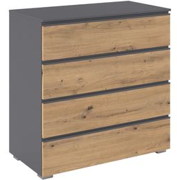 Kommode Rauch "Joel", graumetallic, eiche artisan, B:80cm H:81cm T:42cm, Holzwerkstoff, Sideboards