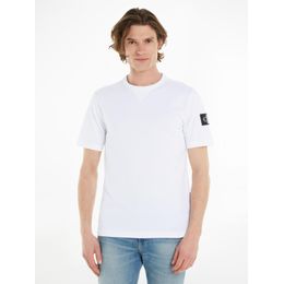 T-Shirt Calvin Klein Jeans "BADGE REGULAR TEE", Herren, Gr. S, weiß, Jersey, Obermaterial: 100% Baumwolle, regular fit hüftlang, Rundhals, Shirts, mit Logo-Patch