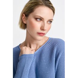 Rundhalspullover RICHROYAL, Damen, Gr. XS, blau (vintage blau), Strick, Obermaterial: 100% Baumwolle, klassisch normal, Rundhals, gerader Abschluss, Pullover, Mit Rundhalsausschnitt