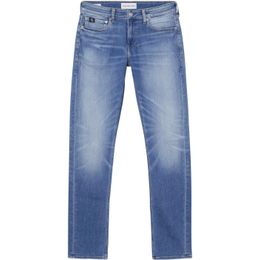 Slim-fit-Jeans Calvin Klein Jeans "JeansSLIM NOS", Herren, Gr. 30, Länge 34, blau (denim medium), Denim/Jeans, Obermaterial: 89% Baumwolle, 9% Polyester, 2% Elasthan, unifarben, slim fit lang, Jeans, stone washed