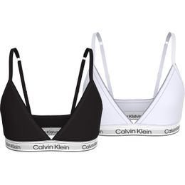 Damen Triangel-BH "2PK TRIANGLE", Calvin Klein Underwear, Gr. 128pvh schwarz, pvh classic weiß, Jersey, Obermaterial: 95% Baumwolle, 5% Elasthan,