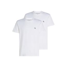 T-Shirt Calvin Klein Jeans "2 PACK MONOLOGO", Herren, Gr. XXL, wei&szlig; (hellwei&szlig;, hellwei&szlig;), Single Jersey, Obermaterial: 100% Baumwolle, bedruckt, regular fit h&uuml;ftlang, Rundhals, eingesetzt abgesteppt, Shirts T-Shirt, Logodruck